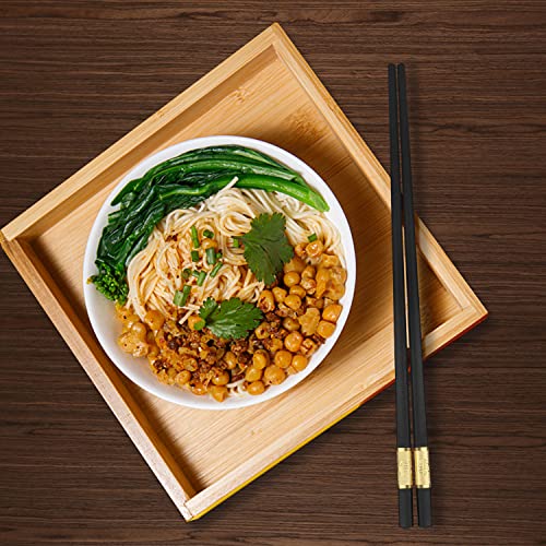 YTLX 10 Pairs Non-Slip Fiberglass Chopsticks, Reusable Chopsticks Gift Set Dishwasher Safe, Easy to Use and Clean, Square Lightweight for Home Kitchen, Hotel, Restaurant Dining Tools, Black and Gold
