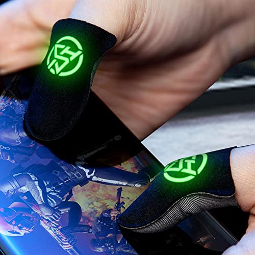 Gecorid Finger Sleeves - Anti-Sweat Thumb Sleeves with Silver Fiber,0.3mm Luminous Thumb Sleeves Mobile Finger Protector Breathable Seamless Thumb Finger Sleeve for Mobile Game Controllers