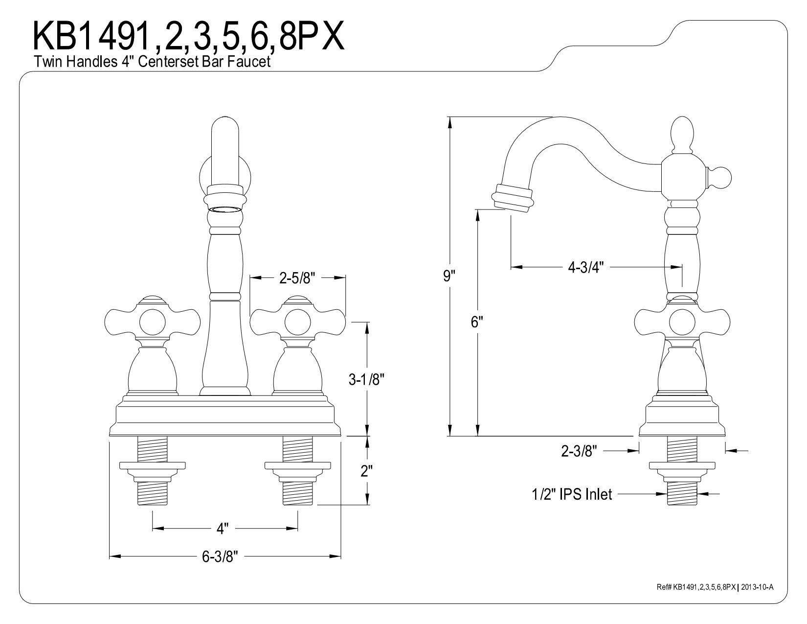 Kingston Brass KB1495PX Heritage Bar Faucet Without Pop-Up Rod, 4-3/4-Inch, Oil Rubbed Bronze