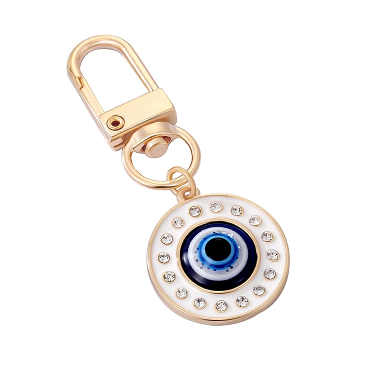 Cute Jewelry Evil Eye Keychain Good Luck Key Chain for Women Charms for Car Keys Holder (White)