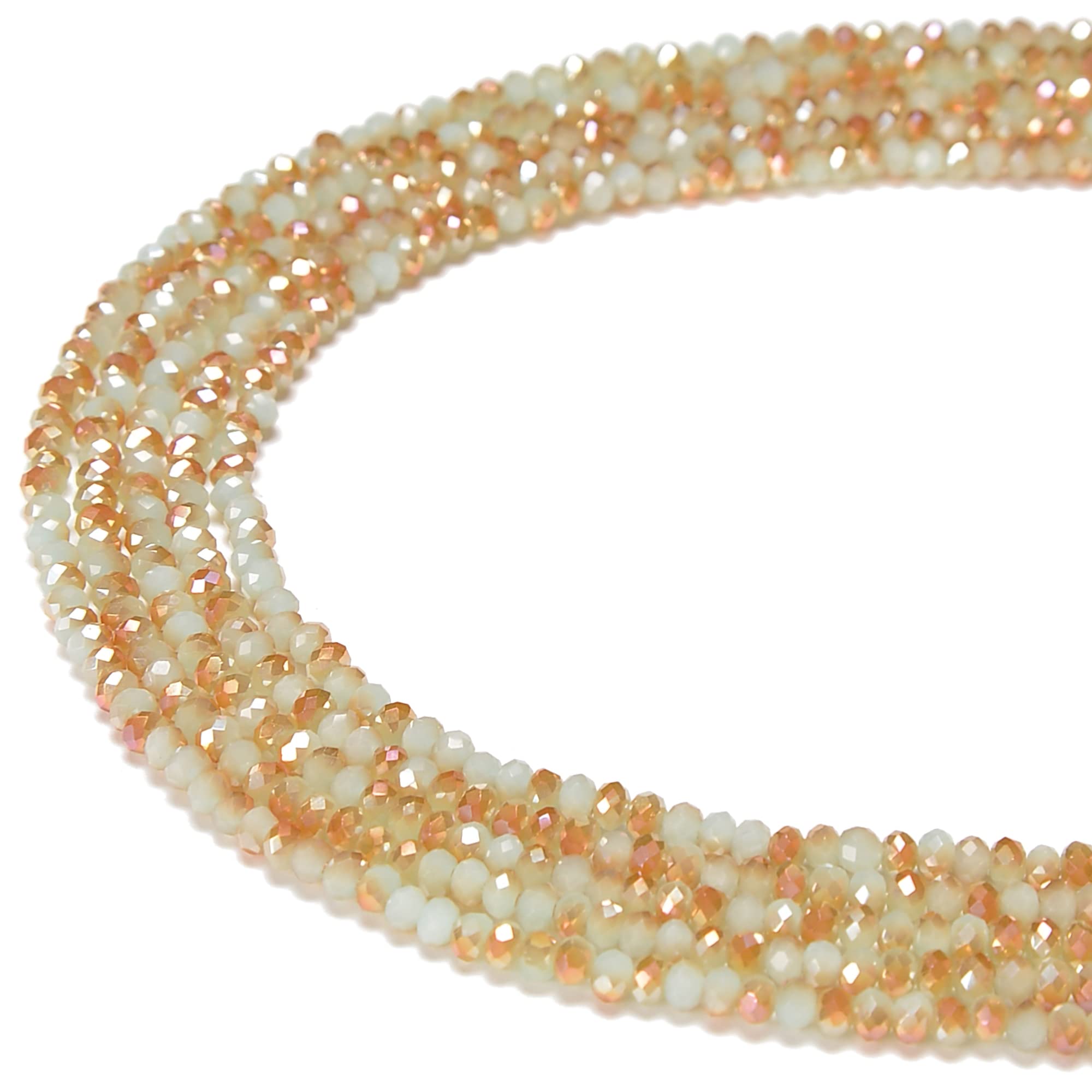 BRCbeads Glass Crystal Faceted Rondelle Finding Spacer Beads 2x3mm 190pcs Half Light Color/Gold Color 16''per Strand