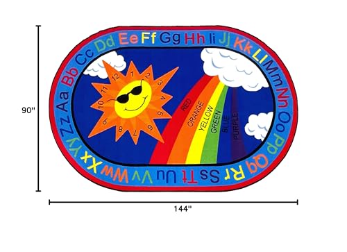 KidCarpet.com Sky's The Limit Classroom Rug 7'6" x 12' Oval Kid Educational Learning Rug for School Classroom, Kids Play Rug for Learning Numbers, Colors & Alphabets Area Rug for Kids