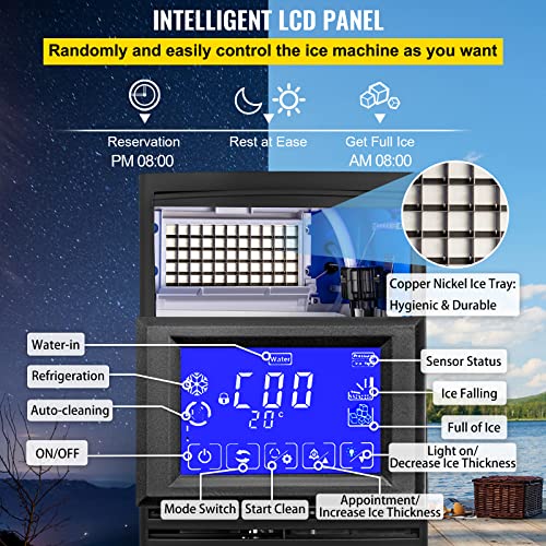VEVOR 110V Commercial ice Maker Machine 155LBS/24H with 39LBS Bin and Electric Water Drain Pump, Stainless Steel Ice Machine, Auto Operation, Include Water Filter 2 Scoops and Connection Hose
