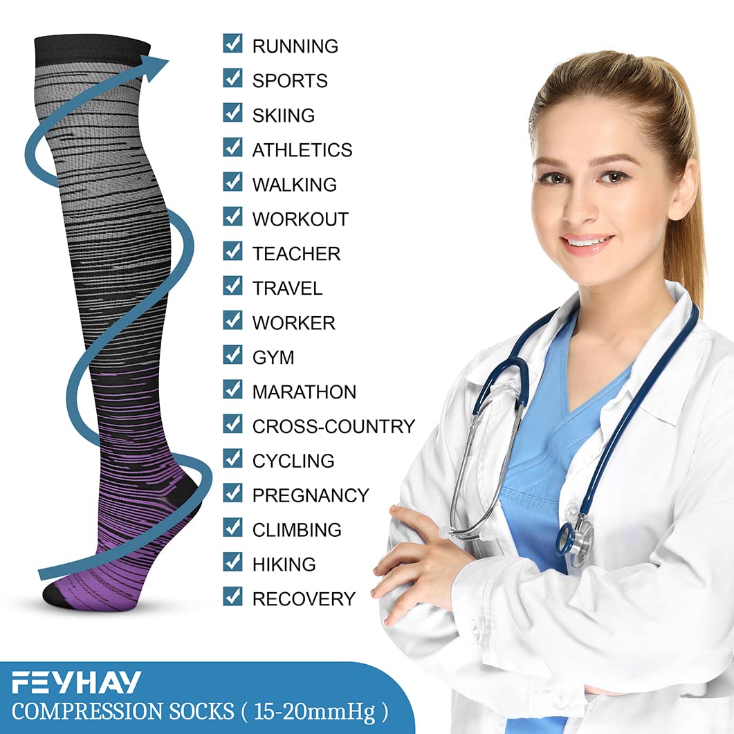 Compression Socks Wide Calf Compression socks for Women and Men Circulation Knee High Sock - Best for Medical Running Nurses