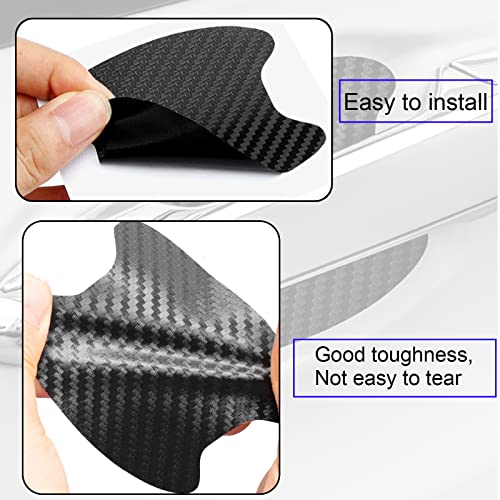 jeseny 4PCS Car Door Handle Sticker, Universal for Most Car Handles, Carbon Fiber Anti-Scratches Car Door Cup Protector, Non-Marking Auto Door Handle Protective Film (Black)