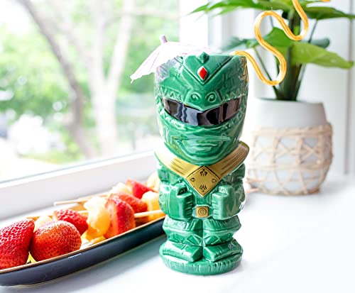 Geeki Tikis Power Rangers Green Ranger 16-Ounce Ceramic Mug | Cocktail Tumblers, Beer Mug Glassware For Liquor, Beverages, Pub Drinks, Tropical Drinkware For Home Barware Decor | Mighty Morphin Gifts