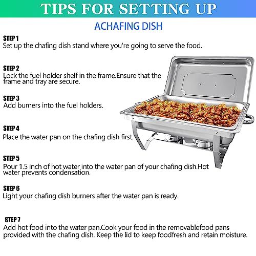 Jacgood Chafing Dish Buffet Set 4 Packs,8 QT Stainless Steel Foldable Rectangular Chafing Full Size Food Pan,Chafing Servers with Covers Buffet Servers and Food Warmers for Parties Wedding