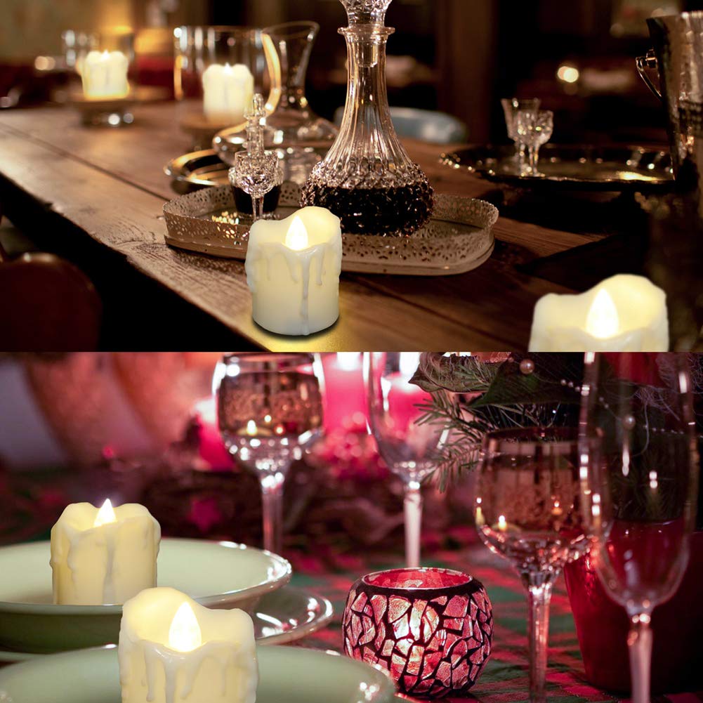 PChero Battery Operated Tea Lights with Timer, 12pcs Warm White LED Timed Flameless Candles Flickering, 6Hours On Per 24Hours Cycle, Ideal for Thanksgiving Christmas Wedding Home Decor