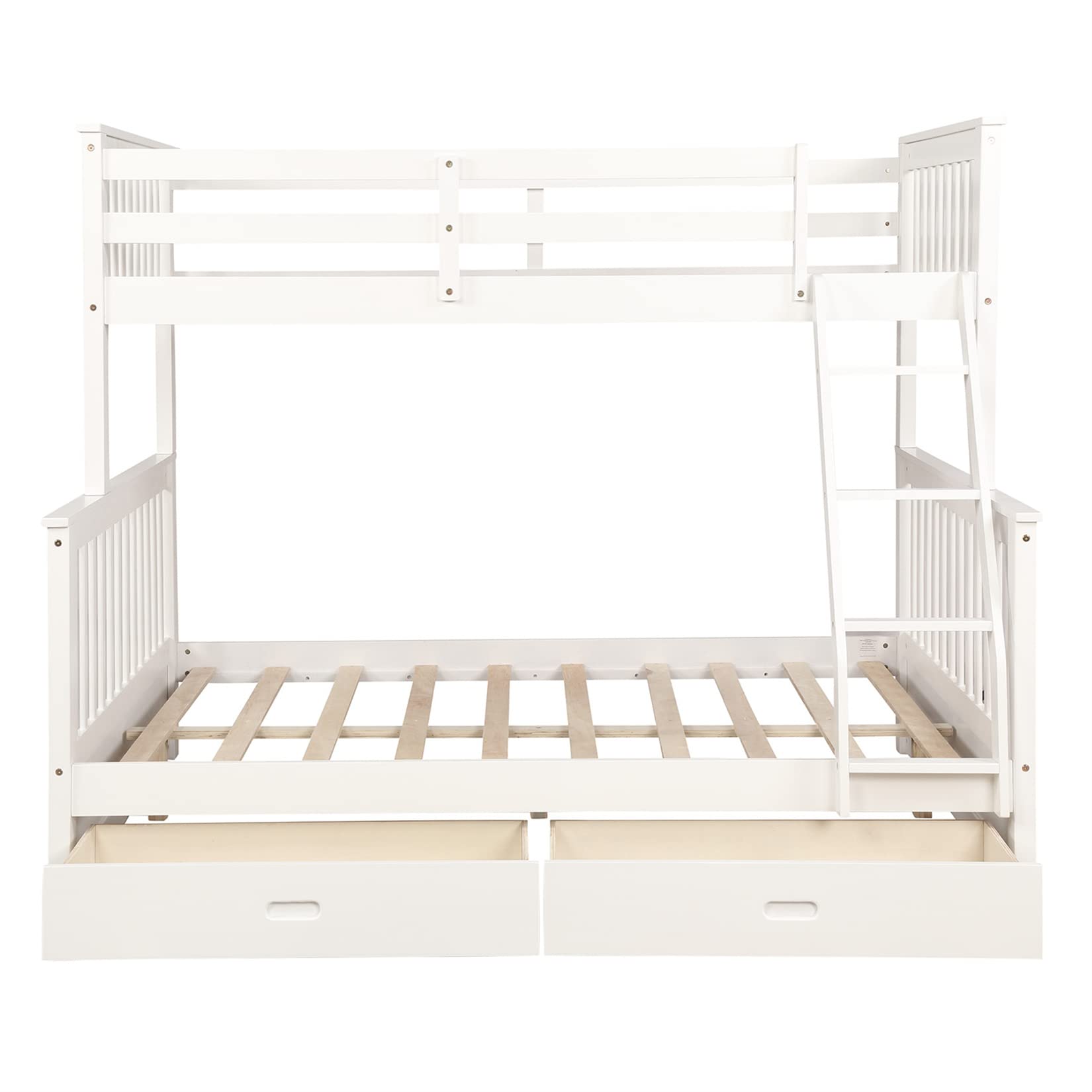 Harper&Bright Designs Twin-Over-Full Bunk Bed with Ladders and Two Storage Drawers,Space-Saving Design,White