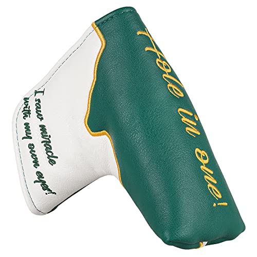 Craftsman Golf Hole in One Green and White Blade Putter Headcover Magnetic Closure