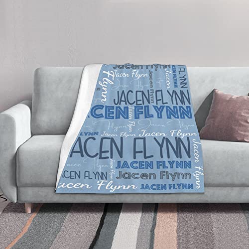 Dr.TOUGH Personalized Blankets for Kids Adults Personalized Name Blanket Custom Blanket with Name Gift for Christmas Birthday Valentines Day (Light Blue, 50β x 60β)