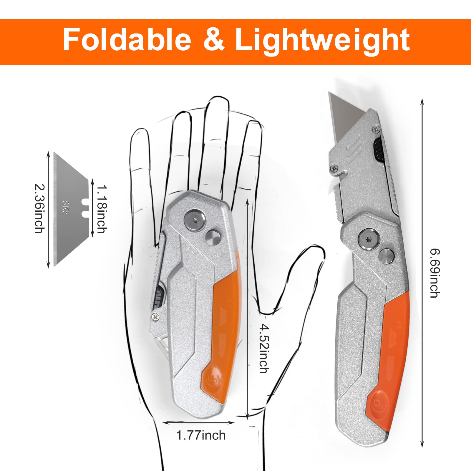 Premium Utility Knife,Folding Retractable Utility Knife Box Cutter, Quick Change Blade Razor Knife with 3 Extra Blades, 2 Screwdrivers, Best Gift for Men Dad Him