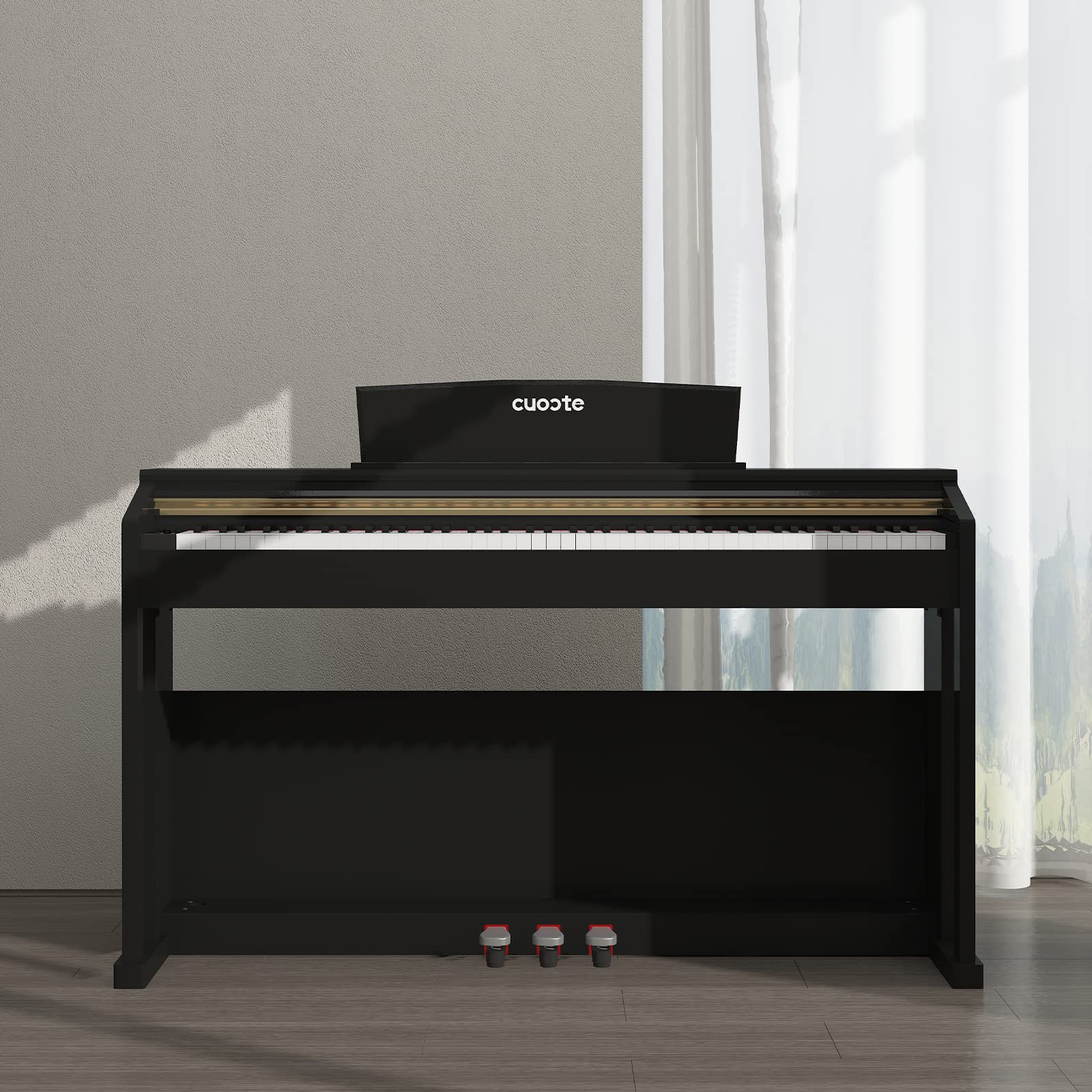 cuoote 88 Key Weighted Hammer Action Digital Piano w/Full-Size Weighted Keys, 3 Metal Pedals, Power Adapter, Headphone Jack, Muti-functional, Multi-tone Selection for Adults Beginners, Black