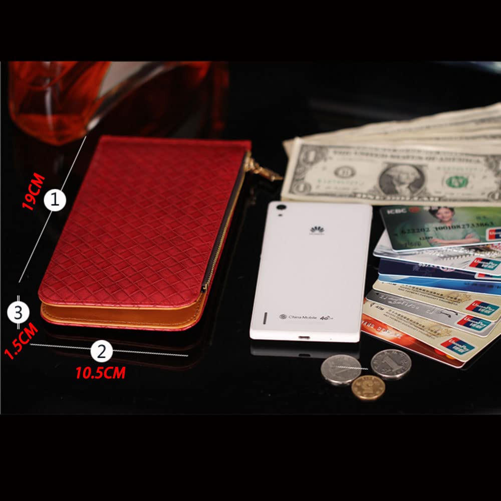 Wallet Long Card Case Ladies Clutch Bag Ladies Wallet Ladies Long Card (red)