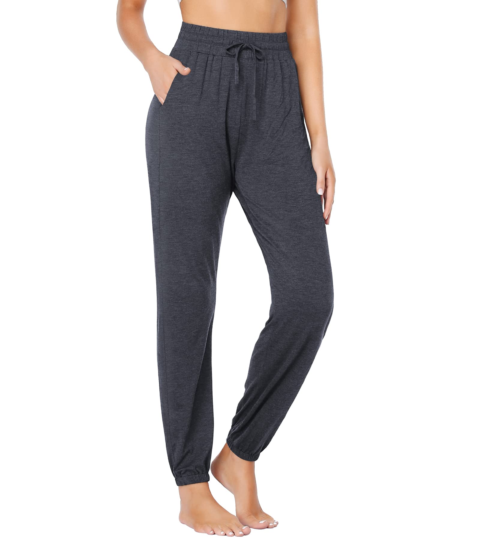 CULAYII Plus Size Womens Yoga Sweatpants Loose Stretch Drawstring Comfy Lounge Pants Workout Joggers Pants with Pockets Grey XXL