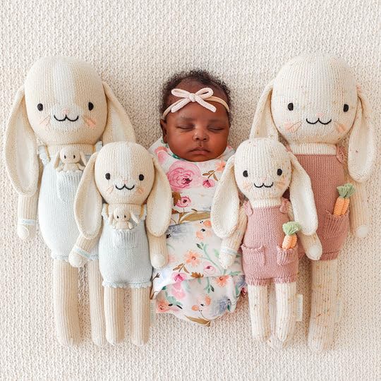 cuddle + kind Briar The Bunny Little 13" Hand-Knit Doll β 1 Doll = 10 Meals, Fair Trade, Heirloom Quality, Handcrafted in Peru, 100% Cotton Yarn