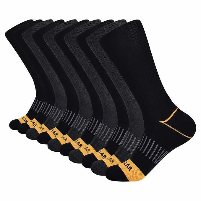 Cat mens 3-pack Half Cushioned Crew Sock, Black (6 Pack), Large US