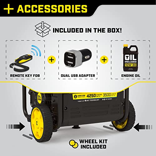 Champion Power Equipment 201185 4250-Watt Wireless Remote Start Open Frame Inverter Generator, CO Shield