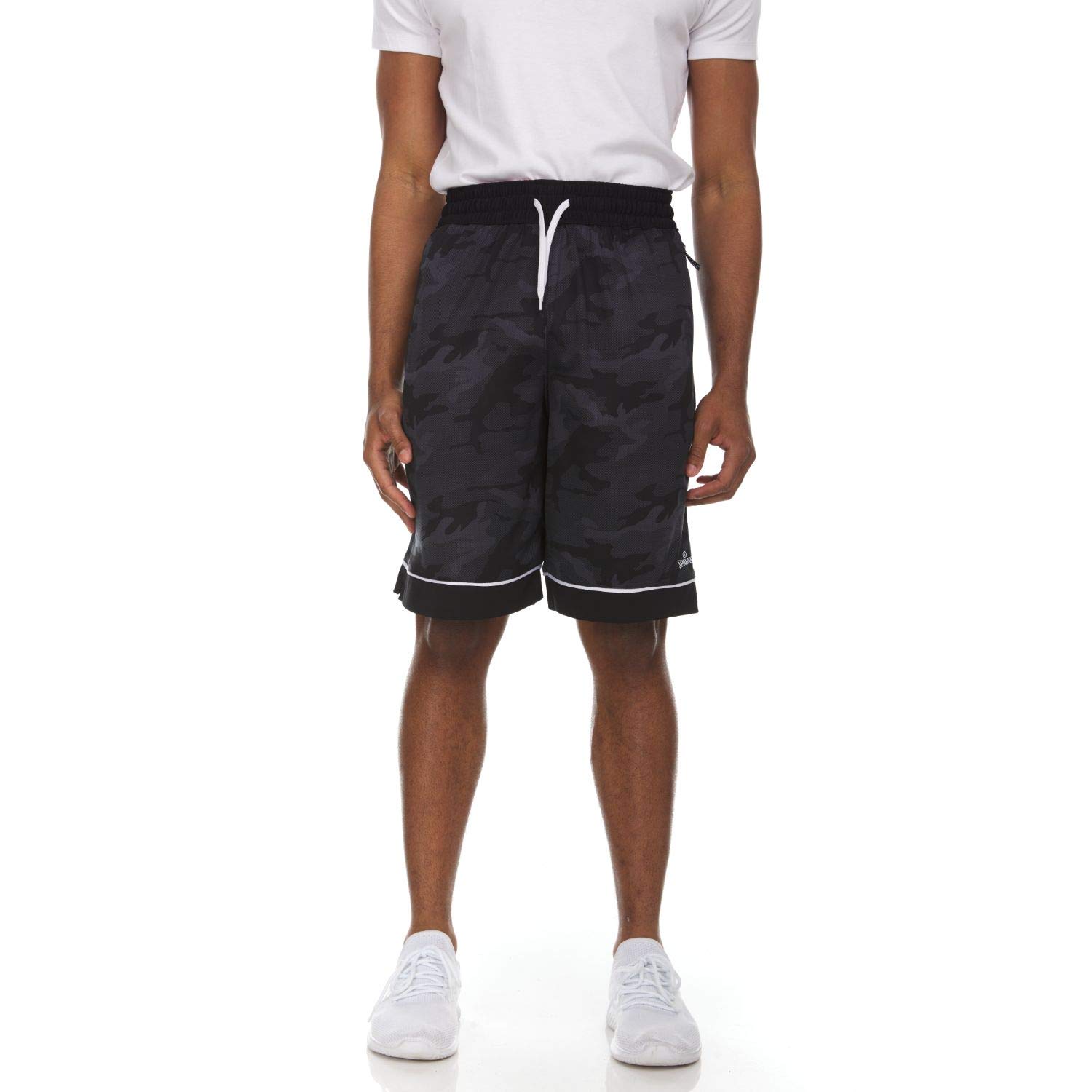 Spalding Mens Heat Performance Basketball Shorts with 10" Inseam, Black Camo, L