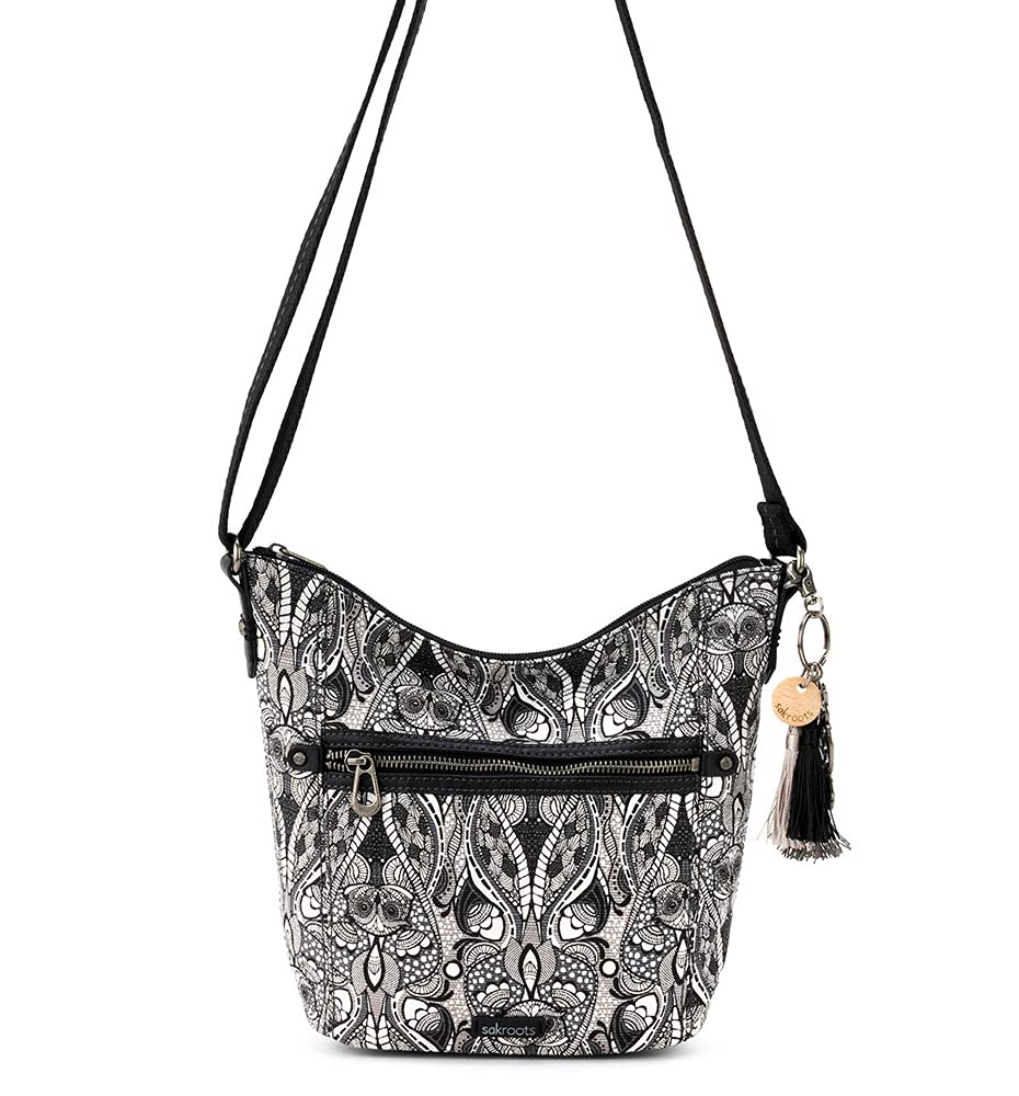 Sakroots Sequoia Small Crossbody, Black/White Soulful Desert