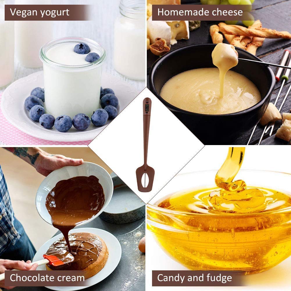 Efeng Candy Spatula with Thermometer Built in and Pot Clip β Fast Instant Read Digital Candy Thermometer,Spatula Thermometer for Candy Making,Chocolate,jams,syrups with BPA Free Silicon Spatula