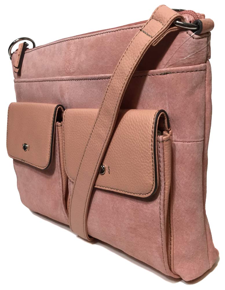 Tignanello Voyager Convertible Leather/Suede Cross Body W/RFID Protection, Coral/Coral