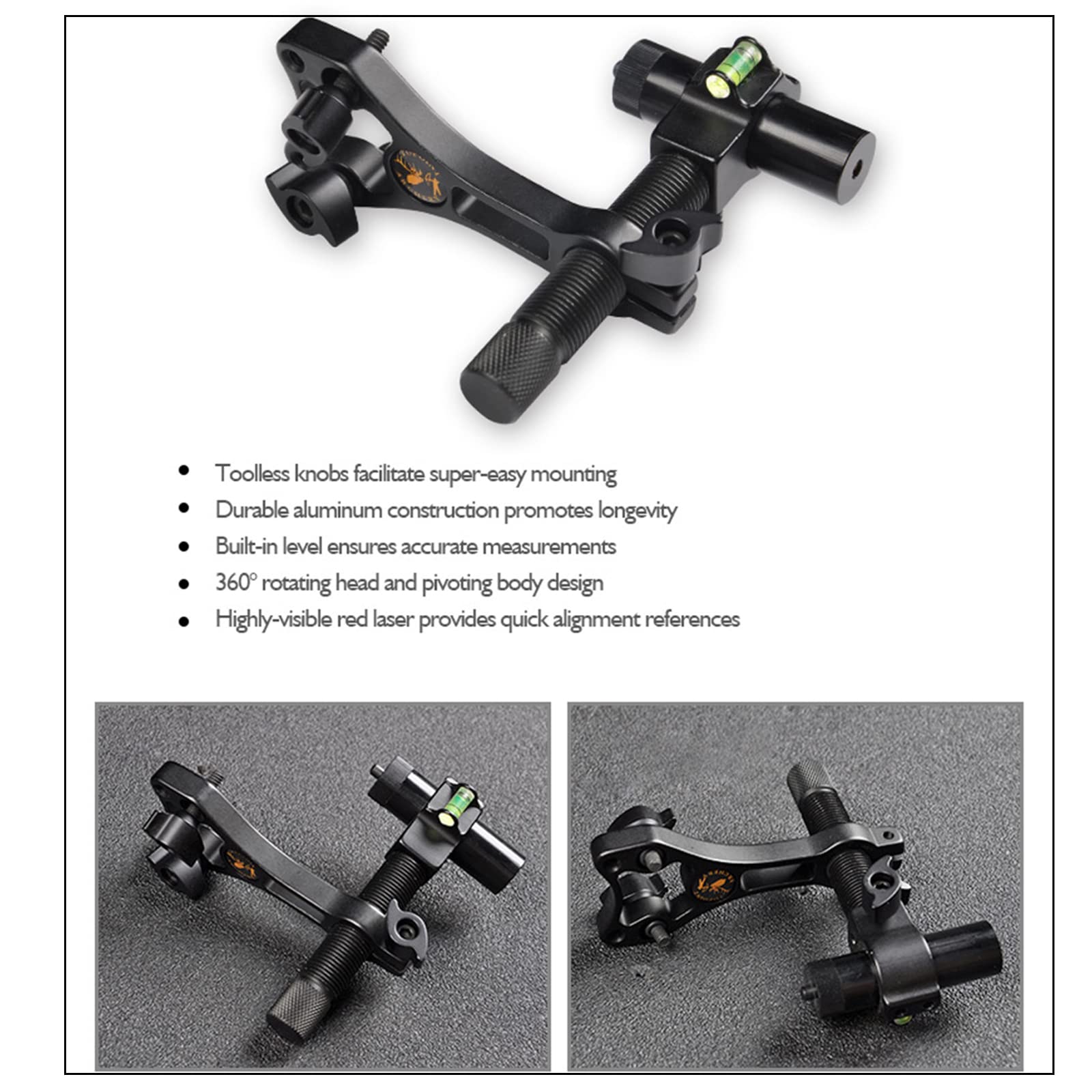 Compound Bow Red Sight TP117 Aluminum Center Aligner with 360 Degree Rotating Head and Body for Archery Hunting