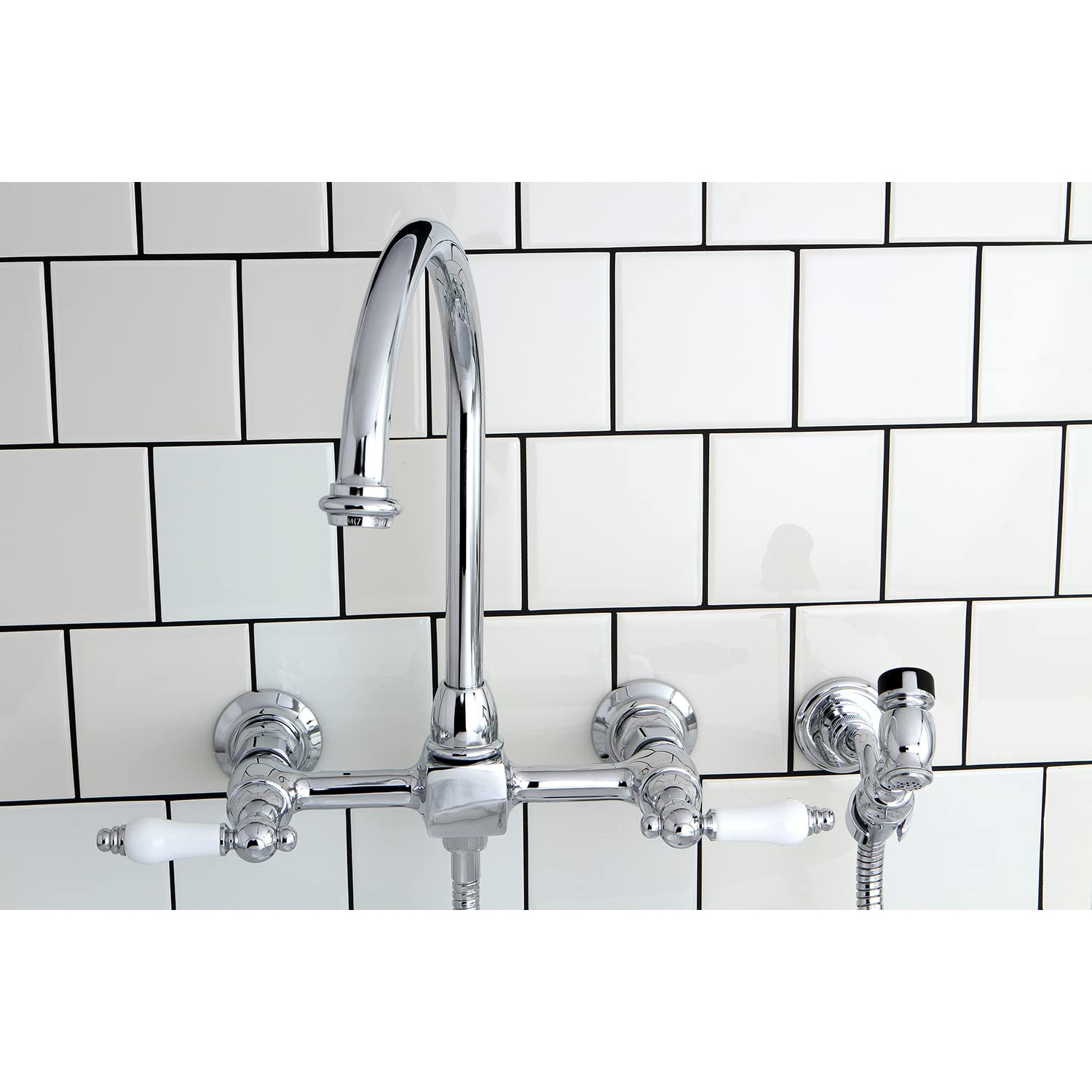 Kingston Brass KS1291PLBS Restoration Bridge Kitchen Faucet, 8-1/2 inch in Spout Reach, Polished Chrome