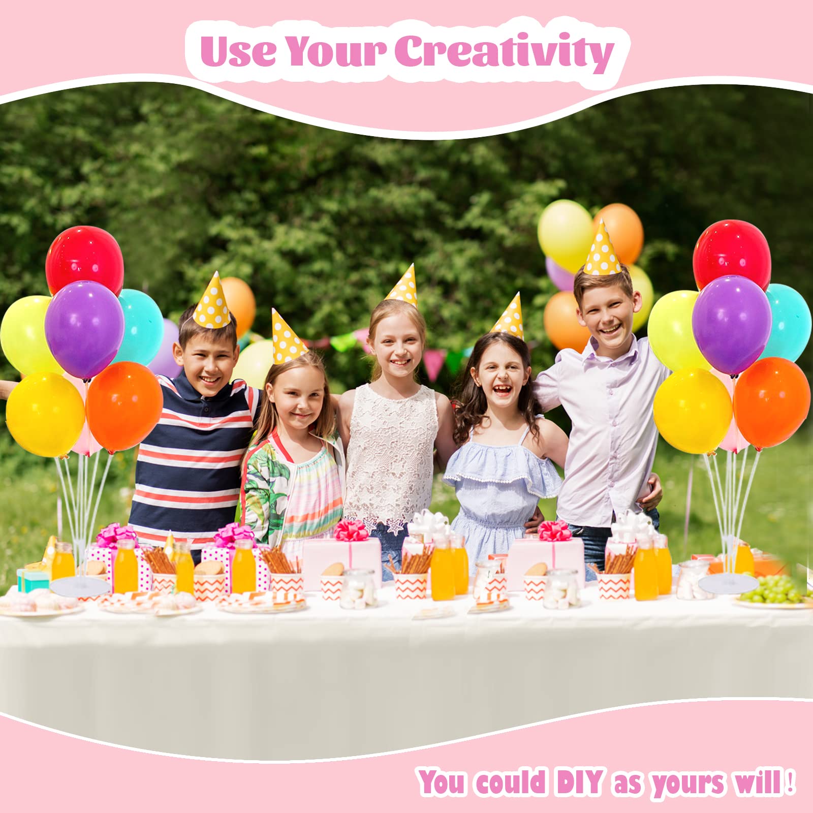 ROYUYE 7 Sets Balloon Stands for Table Balloon Stand Kits Clear Table Balloon Centerpiece Stand Balloon Holder Decorations for Birthday Baby Shower Graduation Party Decorations