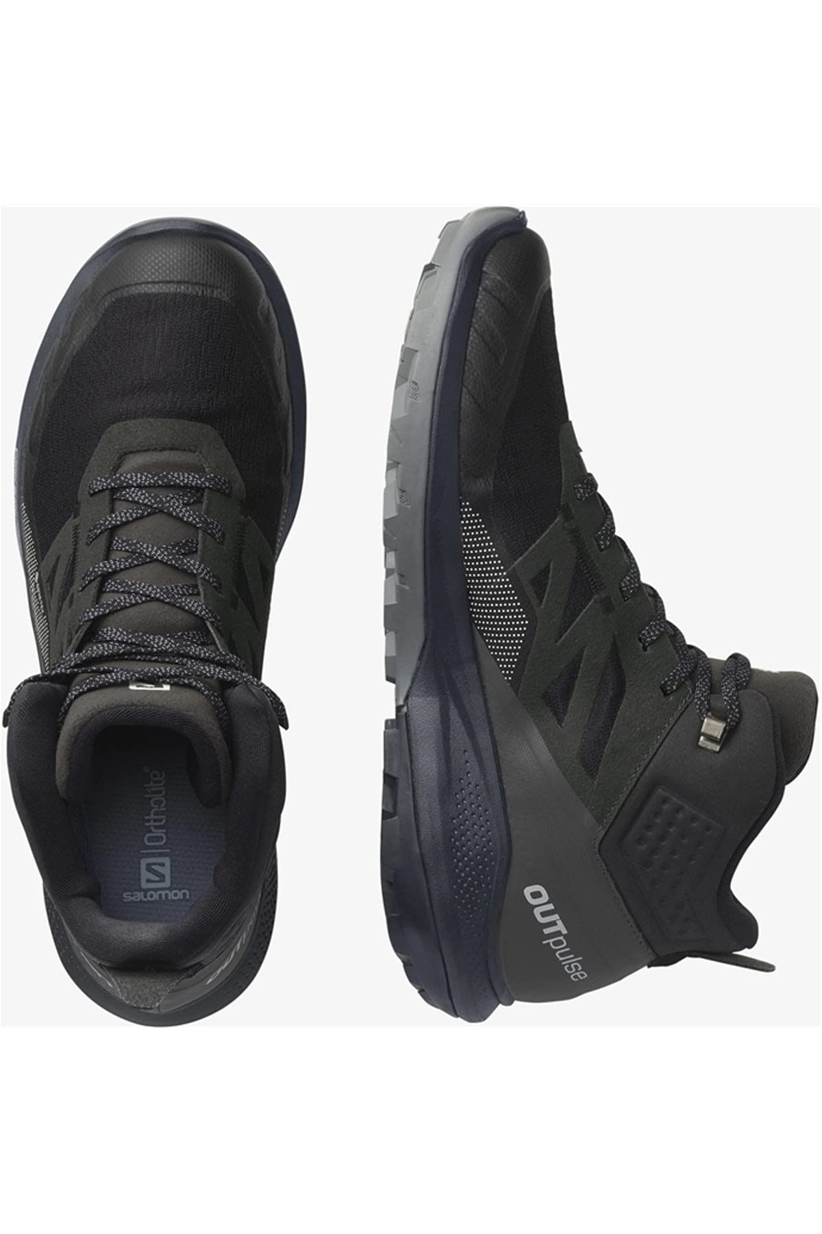 Salomon Men's OUTPULSE Mid Gore-Tex Hiking Boots for Men, Black/Ebony/Vanilla Ice, 11