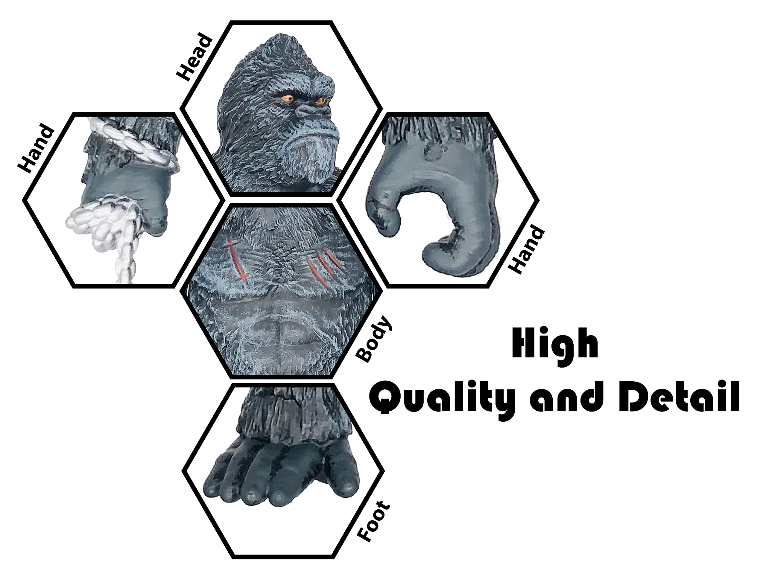 TwCare Giant King Kong vs Godzilla Action Figure 11.3" Fight Mode Gorilla Ape Solid Wild Movie Series, Travel Bag