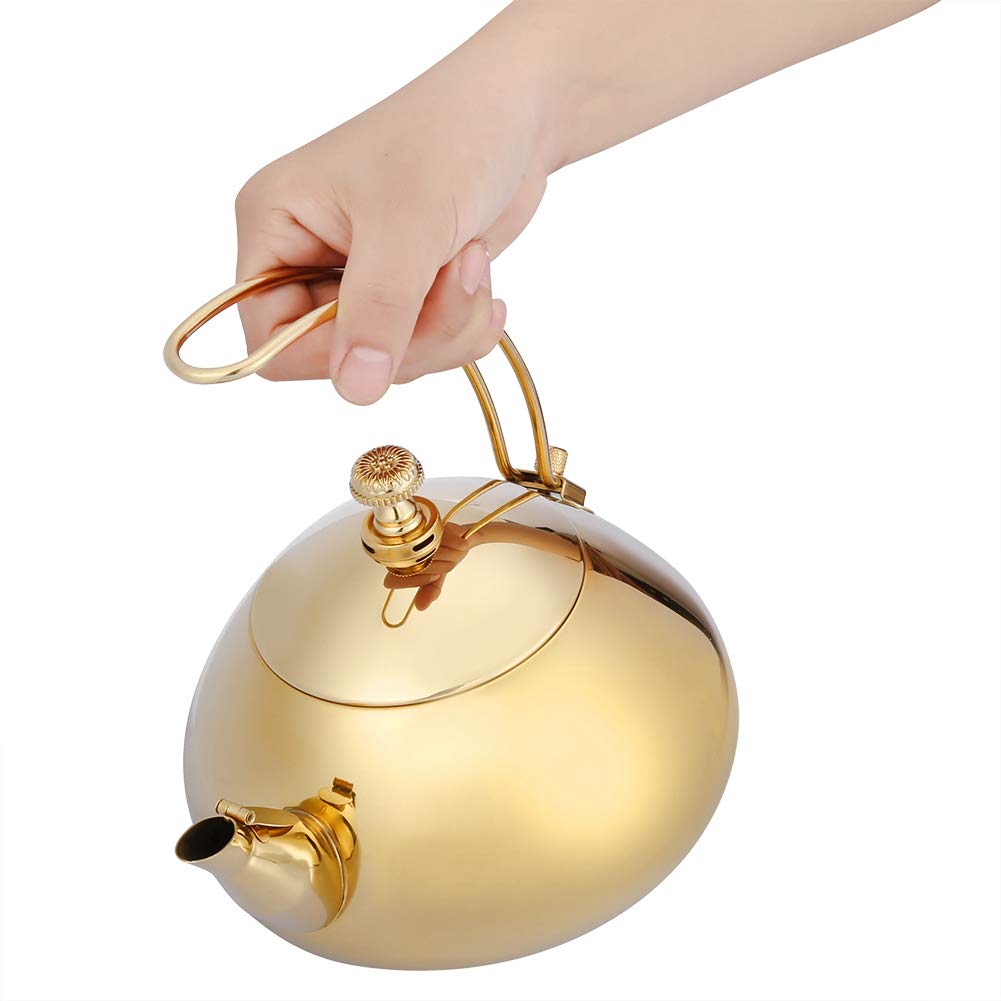 Classical Kettle, 1.5L Stainless Steel Gold Durable Teakettle Fast Water Heating Boiling Pot Teapot for Home Kitchen Office Cafe Shop (Gold)
