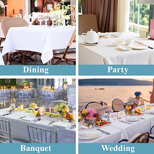 VidaFete 60*102inch Rectangle Tablecloth Polyester Table Cloth,Stain Resistant and Wrinkle Polyester Dining Table Cover for Kitchen Dinning Party Wedding Rectangular Tabletop Buffet Decoration(White)