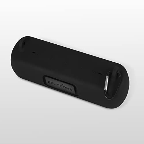 Geiomoo Silicone Carrying Case Compatible with Anker Soundcore Motion+, Portable Cover with Shoulder Strap and Carabiner (Black)