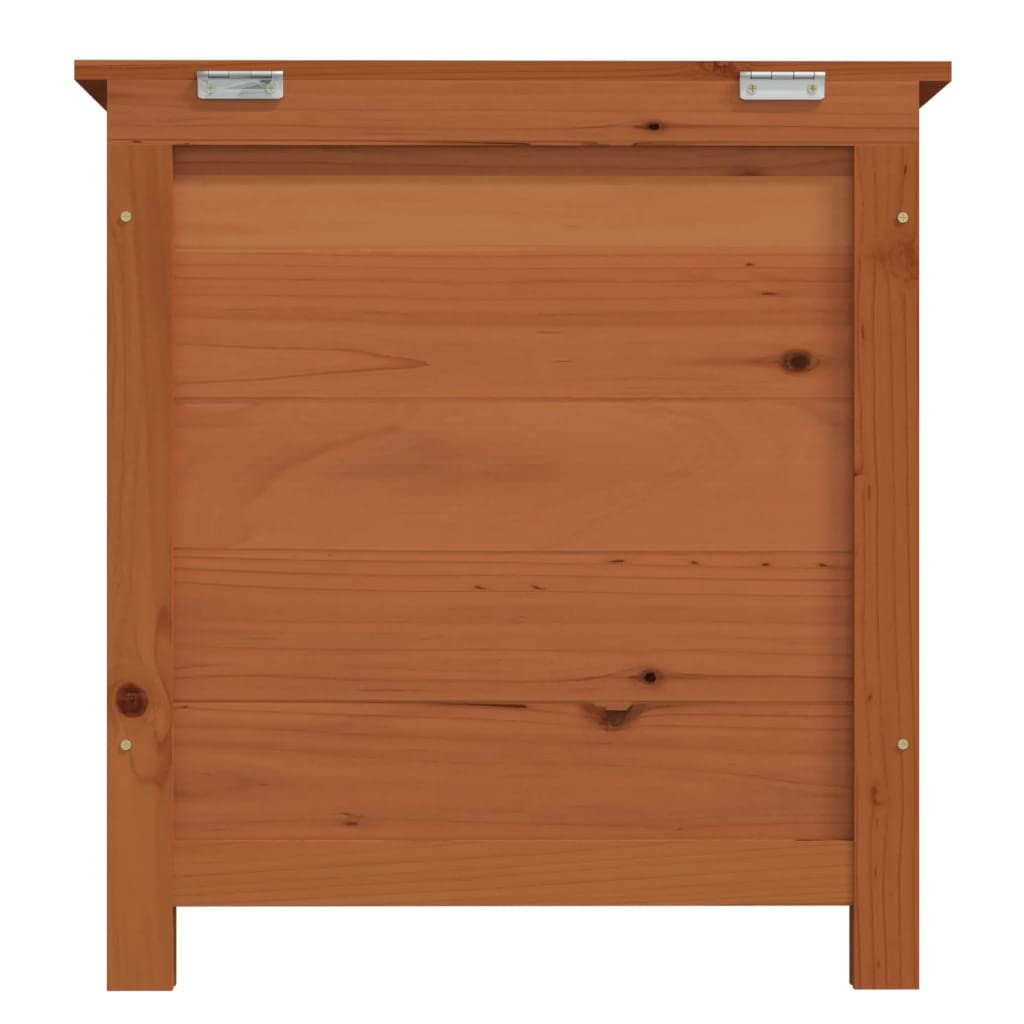 vidaXL Patio Cushion Storage Box - Solid Fir Wood Storage Container - Moisture-Resistant Outdoor Garden Furniture - Size 19.7"x19.7"x22" - Brown Finish