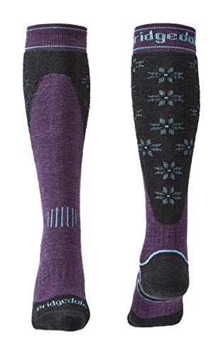 Bridgedale Women's Midweight Plus Ski Merino Endurance Socks, Large, Dark Purple