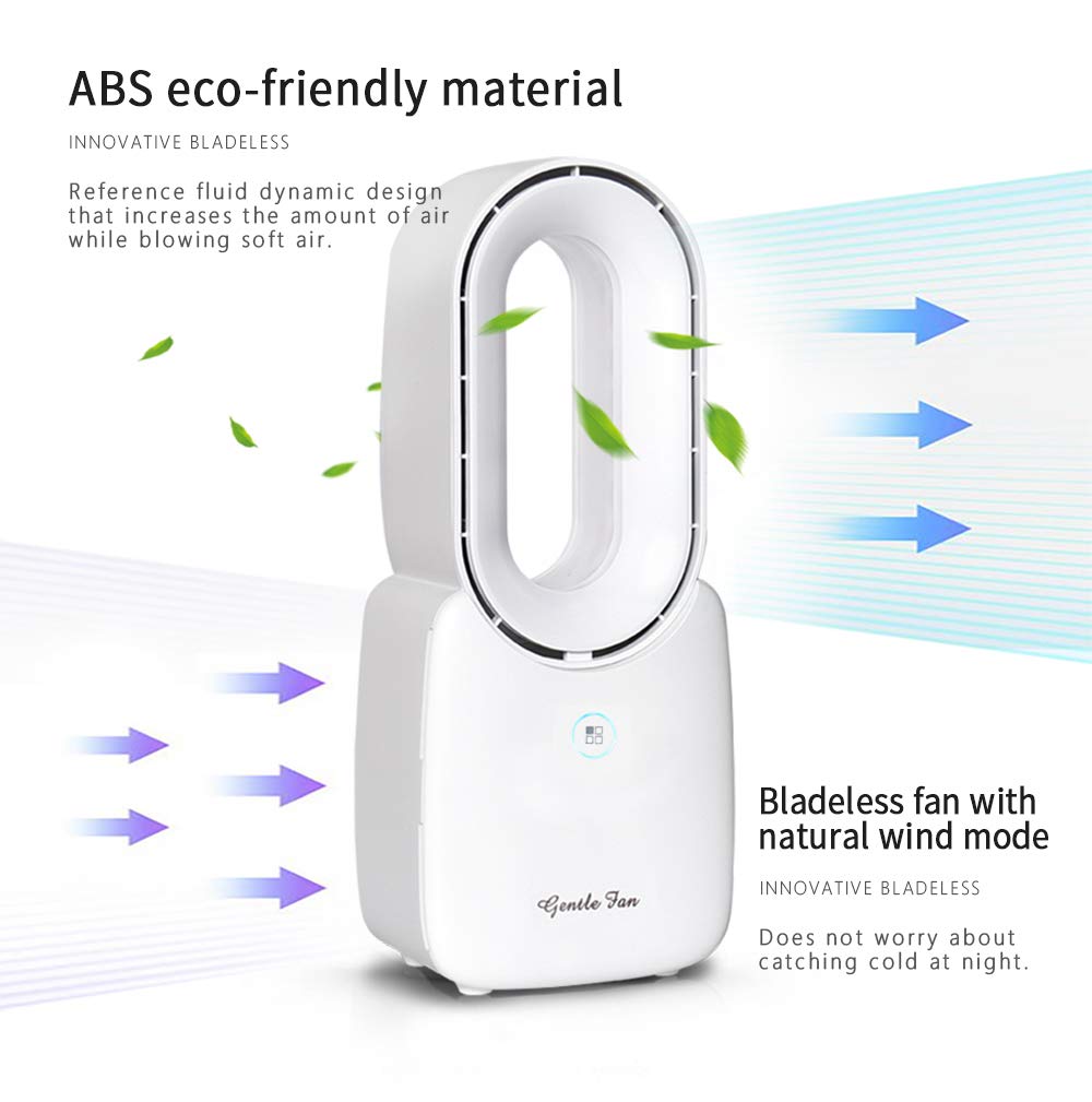 CONBOLA Desk Fan, 11.8 Inch Portable Bladeless Fan Small Table Fan Air Cooler, Rechargeable Touch Control Breeze Quiet Fan for Office Bedroom