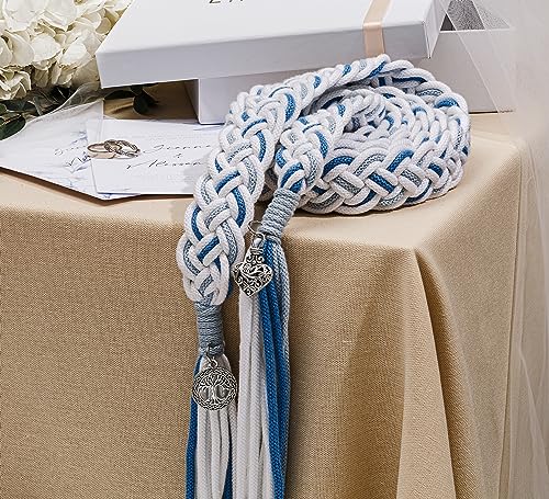 L.I.L.O.U Handfasting Cord for Wedding Ceremony in Natural Cotton Wedding Lasso Handmade Blue