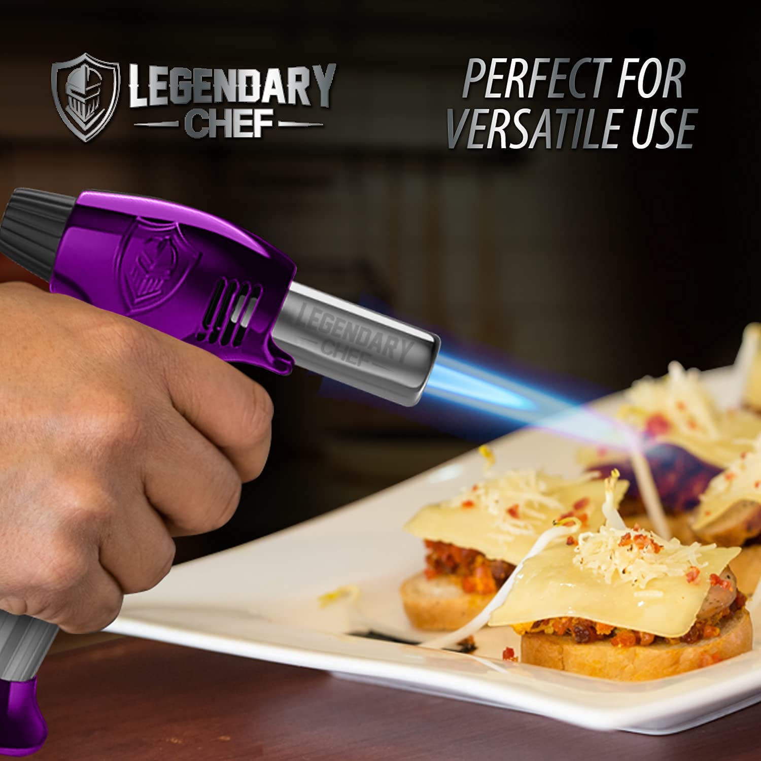 Culinary Cooking Torch - Kitchen Food Torch for Creme Brulee, Baking, Desserts and Searing- Butane Torch Lighter, Blow Torch for Cooking with Lock and Adjustable Flame (Butane Gas Not Included) Pink