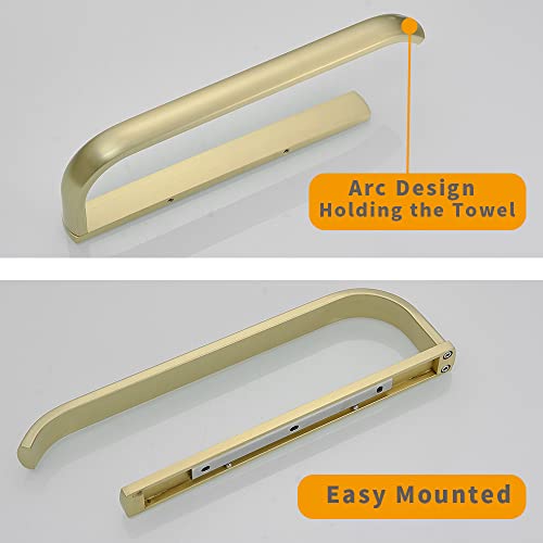 BESy Brass Hand Towel Bar for Bathroom Brushed Gold, Rustproof Wall Mounted Towel Rack Hanger Bathroom Hardware Accessories Towel Holder 12 Inch