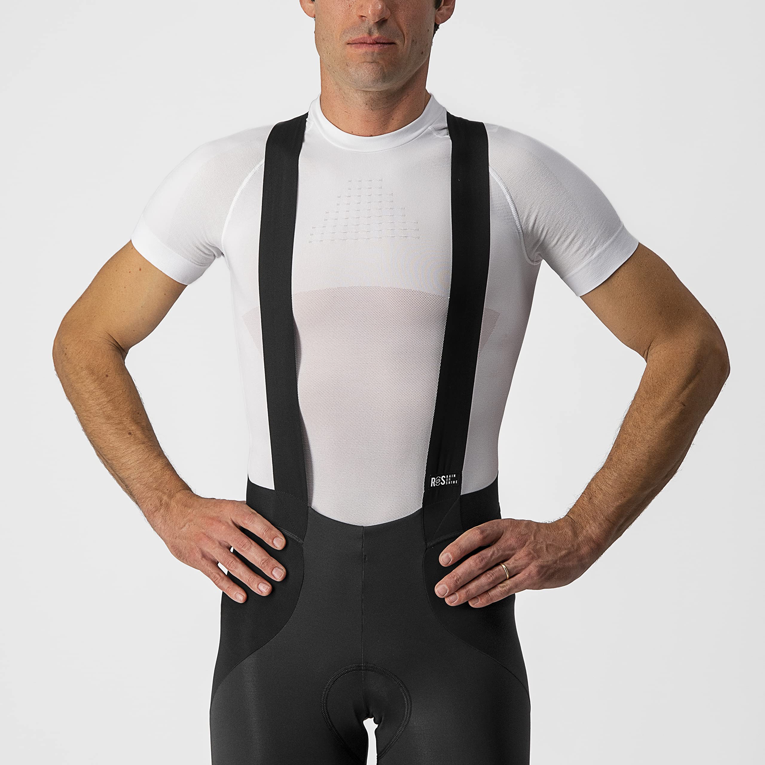 Castelli Men's Sorpasso ROS Bibtight for Road and Gravel Biking I Cycling - Black/Silver Reflex - Large