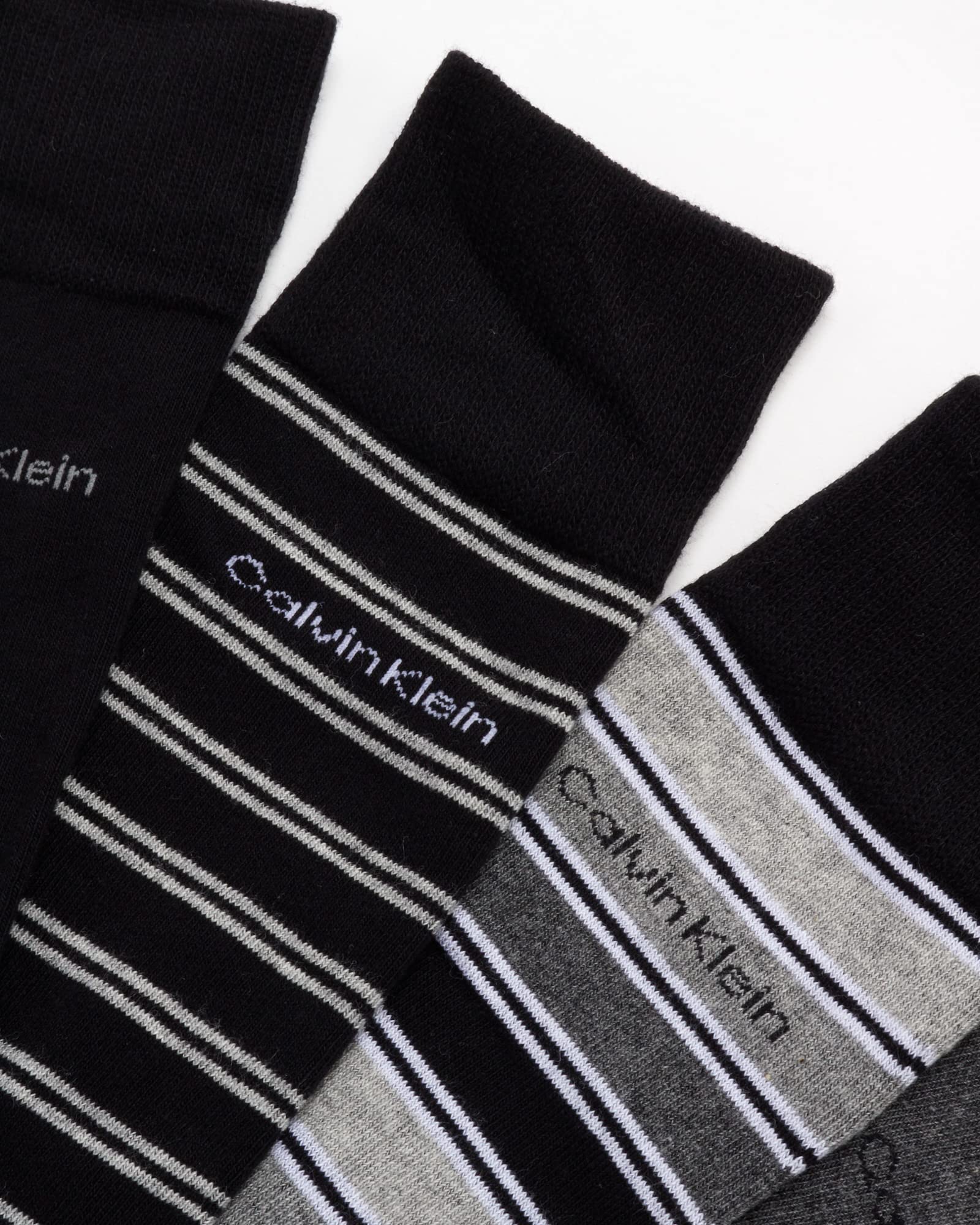 Calvin Klein Men's Dress Socks - Cotton Blend Crew Patterned Socks (4 Pack), Size 7-12, Black Assorted