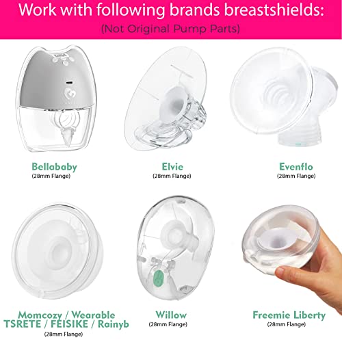 LOZAEVE 18mm Silicone Flange Inserts Compatible with for Spectra S1/S2, Medela, Bellababy, Elvie, Willow go, Momcozy S9 S10 S12, Freemie Breast Pump Insert Shields, Reduce 27-28mm Tunnel to 18mm, 2pcs