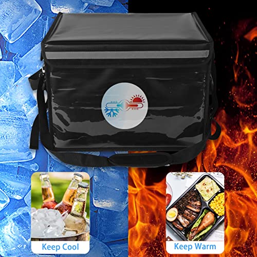 YINFEI Insulated Food Delivery Bag with Fixed Base and Internal Frame,Waterproof Foldable Food Delivery Bag for Catering,Restaurant,Delivery Driver(17" x 13" x 12")
