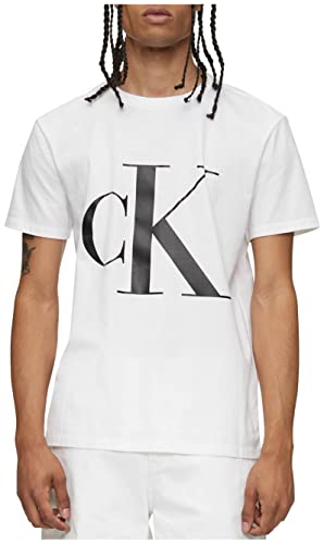 Calvin Klein Men's Monogram CK Jeans Crewneck T-Shirt, Brilliant White, Medium
