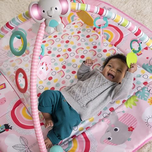 Bright Starts 5-in-1 Your Way Ball Play Baby Activity Play Gym & Ball Pit, Includes 7 Toys, Newborn to Toddler - Rainbow Tropics (Pink)