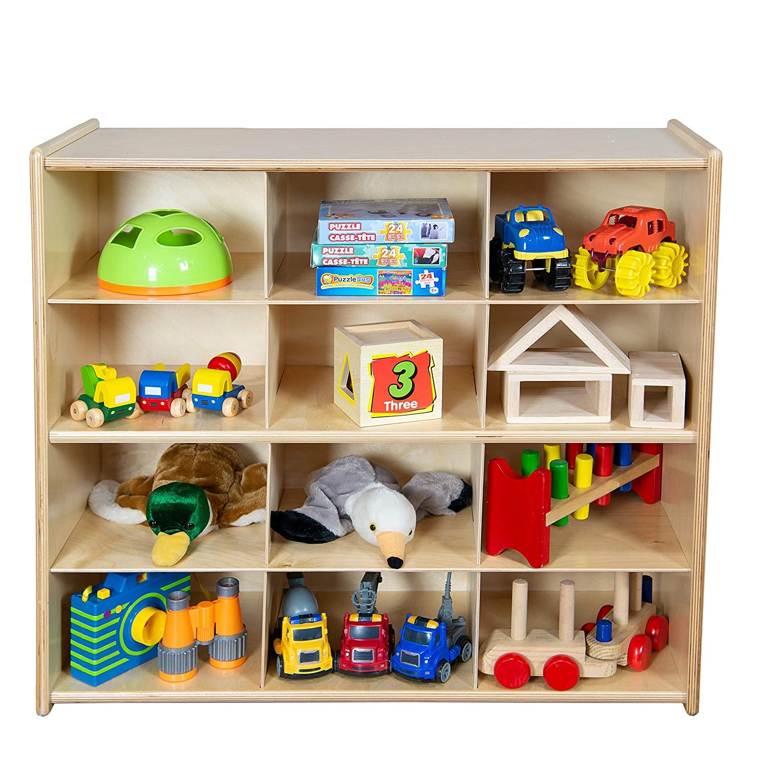 Contender - C16129 Birch 12 Cubby Storage Unit, Kids Toy and Books Organizer for Kindergarten, Homeschool, Daycare, Nursery, Preschool [Greengaurd Gold Certified]