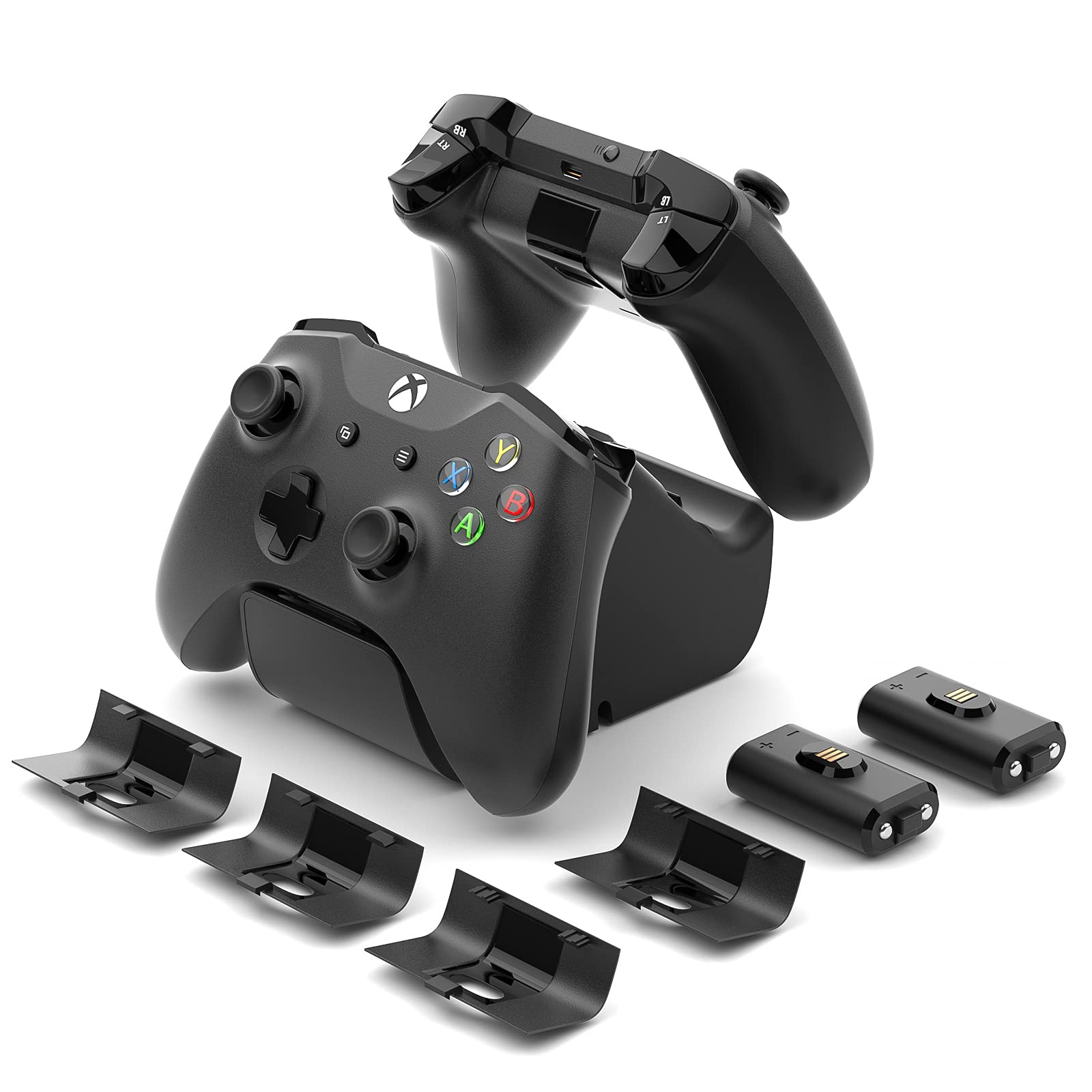 Controller Charger for Xbox one, Cybermix Controller Charging Station Compatible with Xbox Series X/S, Xbox-one/S/X/Elite Controller,Dual Charging Dock with 2 x 1100mAh Rechargeable Battery Packs