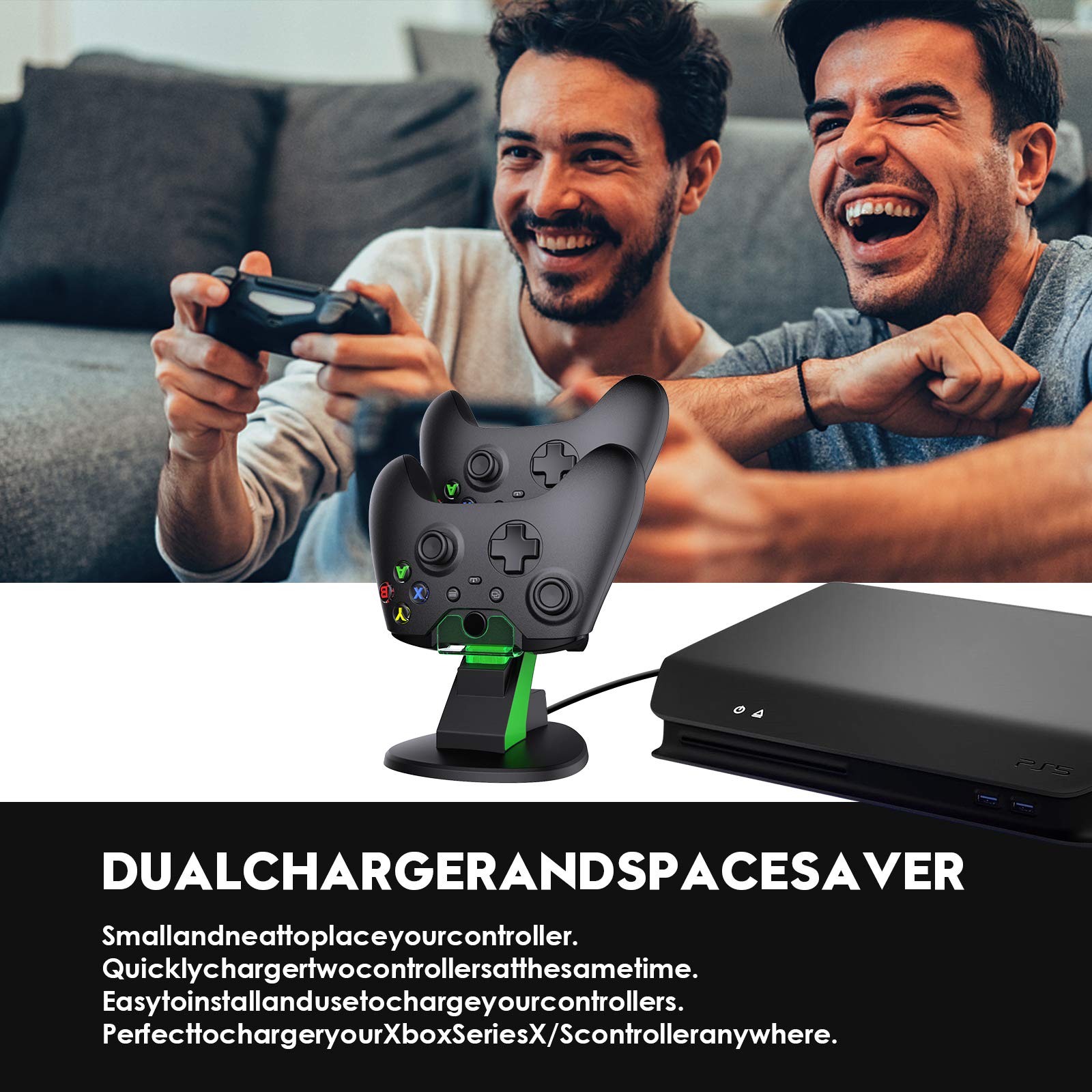 Controller Charger for Xbox Series X/S, Dual Charging Station with 2PCS 1400mAh Rechargeable Battery, Controller Battery Pack for Xbox Series X/S LED Indicator USB C Charging Port