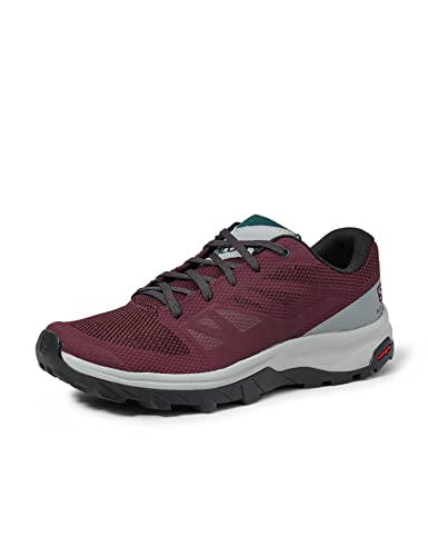 Salomon Outline Hiking Shoes for Women, Wine Tasting/Quarry/Green Gables, 6